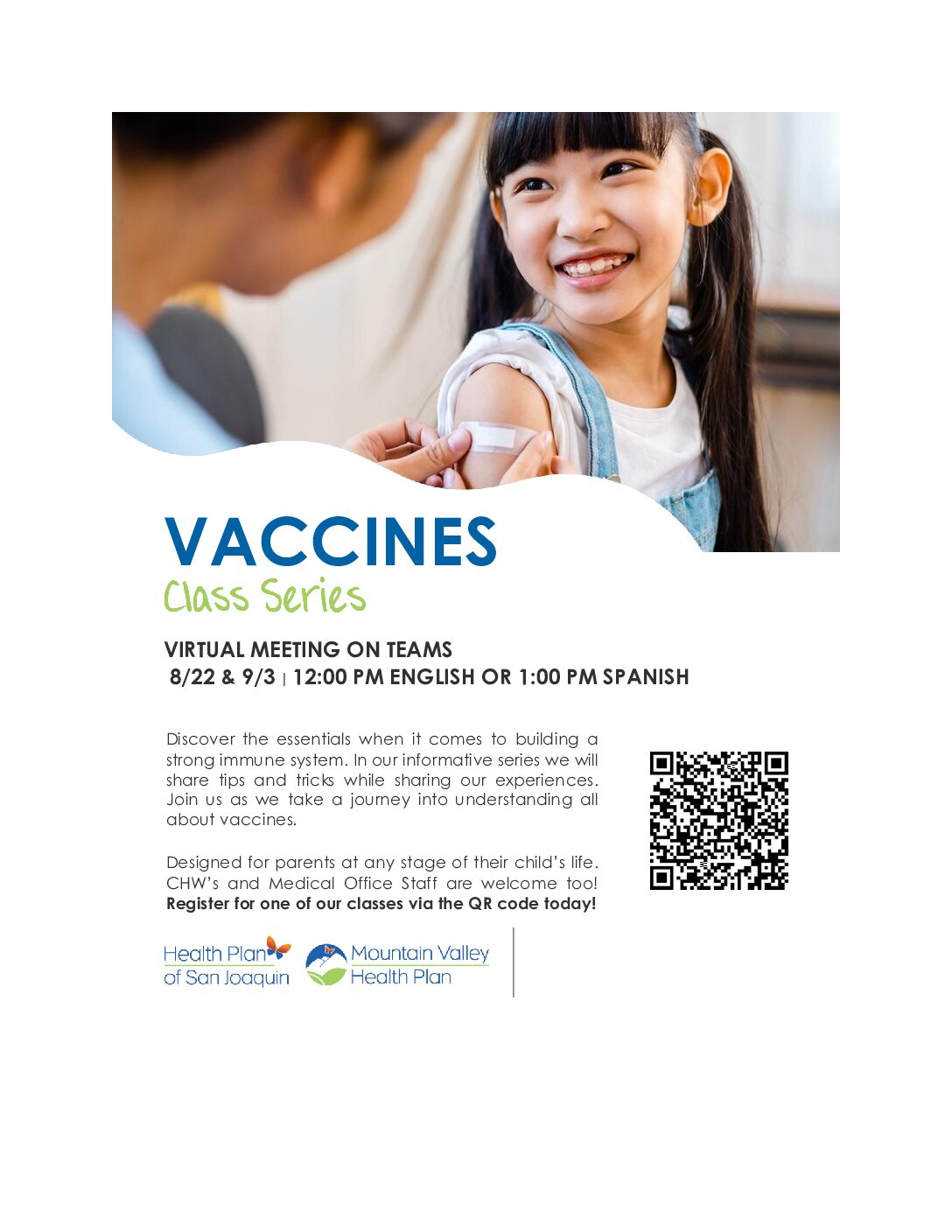 HPSJ-MVHP IMMUNIZATION CLASS SERIES - HPSJ/MVHP