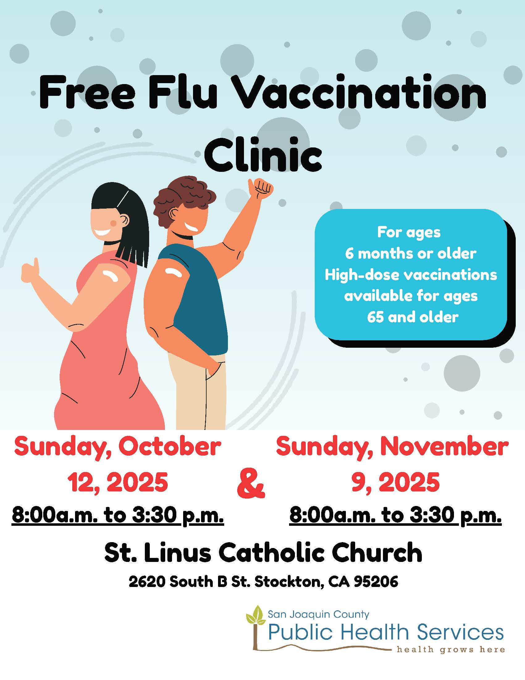 Free Flu Vaccine Clinic October 12 & November 9 - HPSJ/MVHP